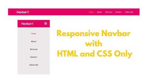 responsive navbar using html and css only free source code youtube