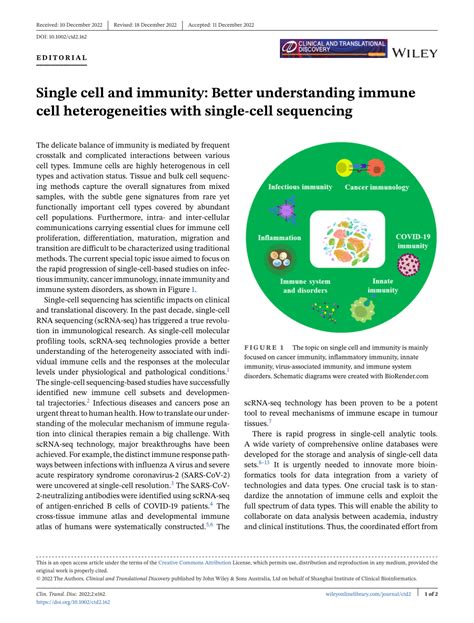 Pdf Single Cell And Immunity Better Understanding Immune Cell