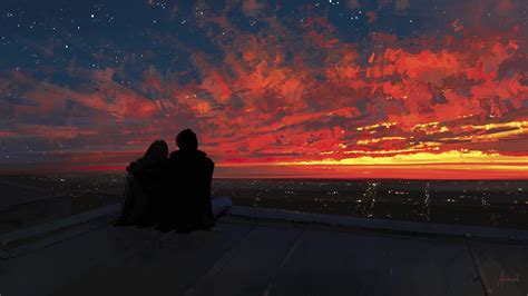 Wallpaper Fantasy Art Sunset Night Sky Sunrise Evening Horizon