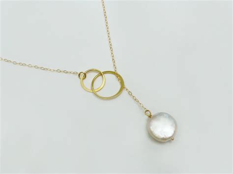 Freshwater Pearl Lariat Necklace Y Pearl Necklace Pendant Etsy