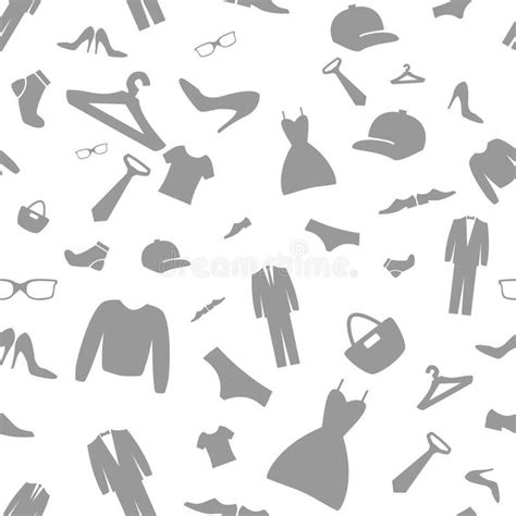 Fashion Clothes Shopping Icons Vector Background Seamless Pattern
