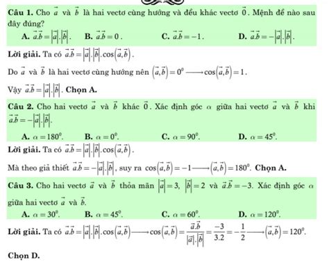 Tích Vô Hướng Của 2 Vecto Là Gì Định Nghĩa Tính Chất Công Thức
