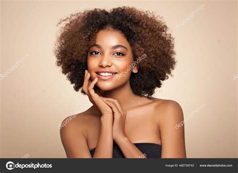 Beauty Portrait African American Girl Afro Hair Beautiful Black Woman