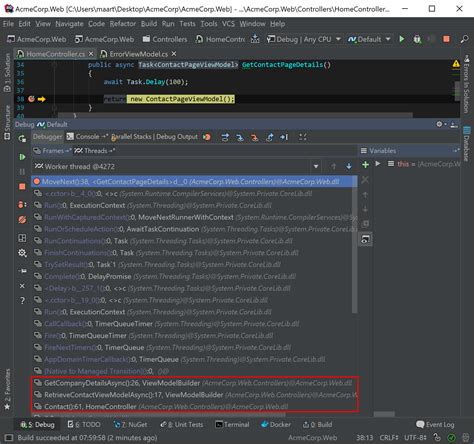 async call stack and more debugger improvements in rider 2017 3 the