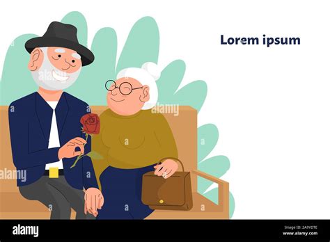 Caucasian Old Married Couple Sitting On Bench In Park Happy Elderly