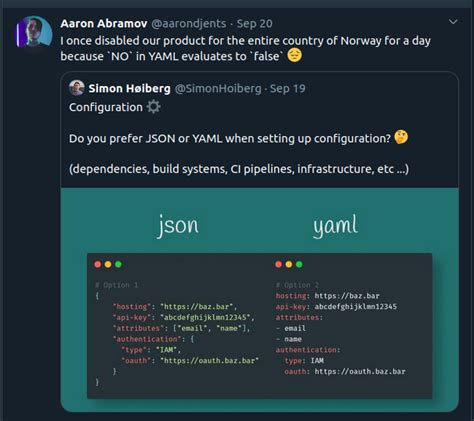 json or yaml which one do you prefer programmerhumor