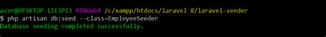 how to create and use laravel 8 seeder for seeding test data