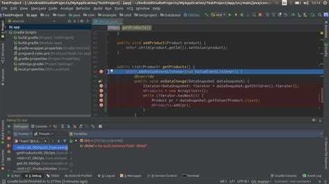 android firebase no such instance field databasereference stack