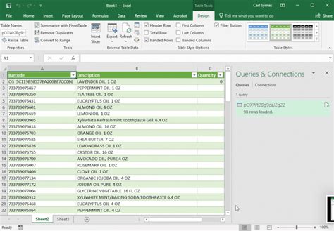 how to scan barcodes into microsoft excel