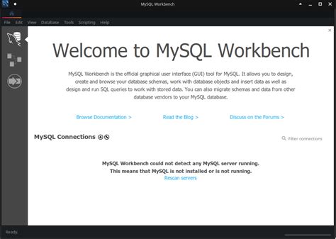 mysql workbench cannot detect any servers software and applications