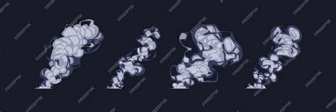 Conjunto De Coleta De Nuvem De Fumaça Desenho Animado Luta De Poeira