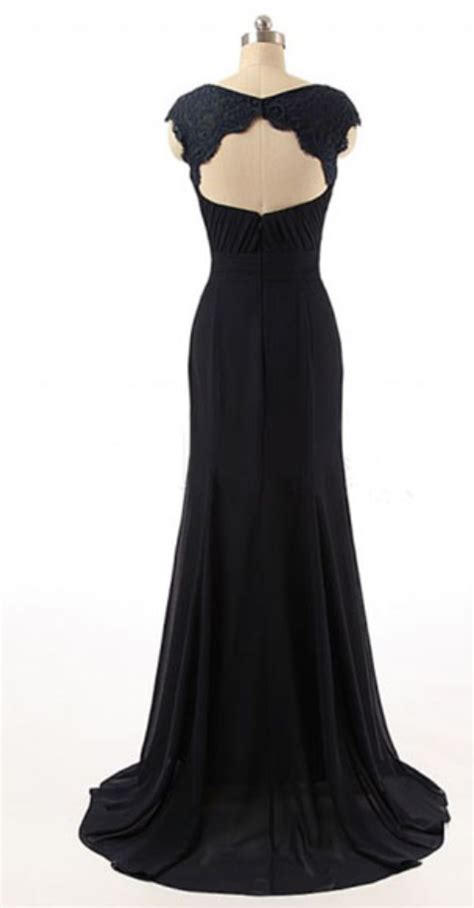 Black Prom Dress Mermaid Prom Dress Lace Prom Gown Backless Prom
