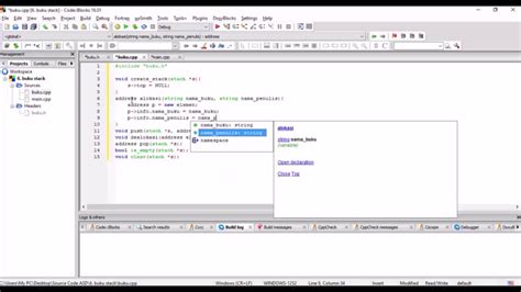 struktur data eps 5 stack on c codeblock youtube