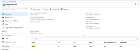 manage dns record sets and records with azure dns