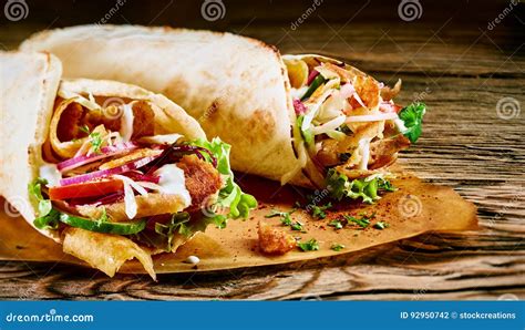 Tasty Doner Kebab Shawarma Roll Wrap Illustration Generative Ai Food