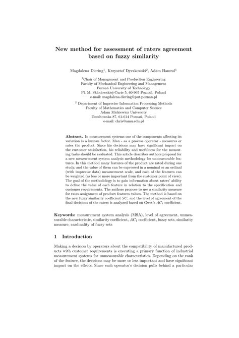 pdf new method for assessment of raters agreement based on fuzzy