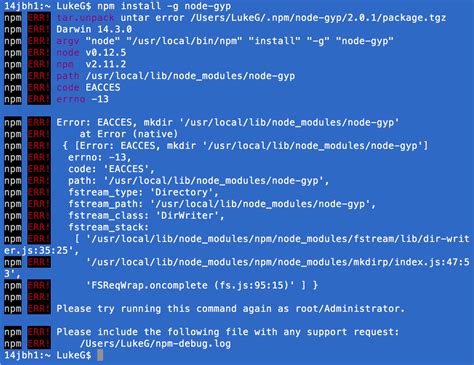 node gyp npm installation error in node js