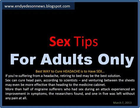 edeson online news the best way to cure headache is to have sex