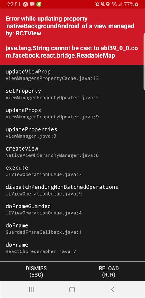 react native error while updating property nativebackgroundandroid