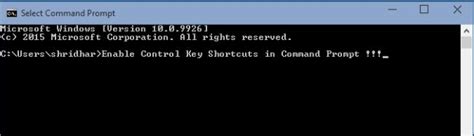enable control key shortcuts in command prompt windows 10