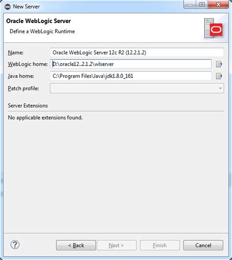 java 8 weblogic 12 2 1 2 server definition issue in eclipse neon