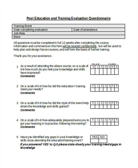 free 25 sample training evaluation forms in pdf ms word