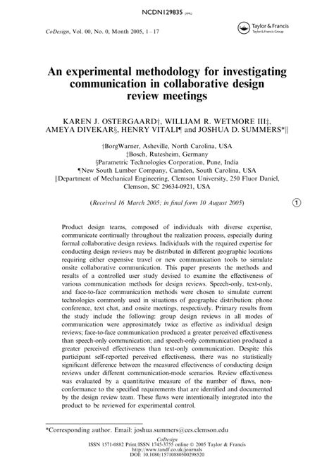 Pdf An Experimental Methodology For Investigating Communication In