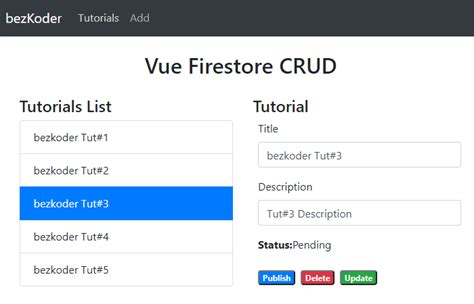 vue firestore build a crud app example bezkoder