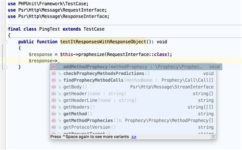 php prophecy autocomplete in phpstorm stack overflow