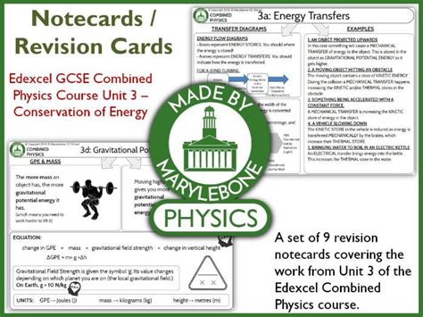 Edexcel Gcse 9 1 Combined Physics Notecards Revision Cards The