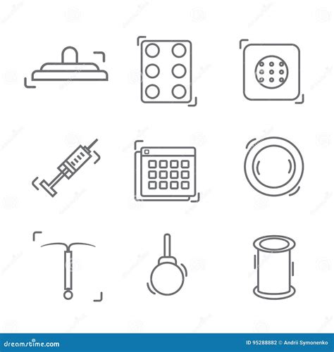 Contraception Methods Line Icon Vector Illustration Stock Vector
