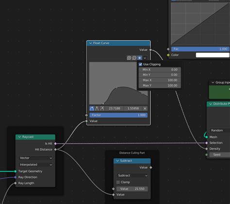 geometry nodes float curve with values greater then 0 1 blender
