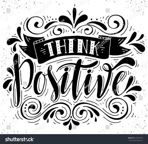 Denken Sie Positiv Inspiration Zitat Handgezeichnete Illustration Mit