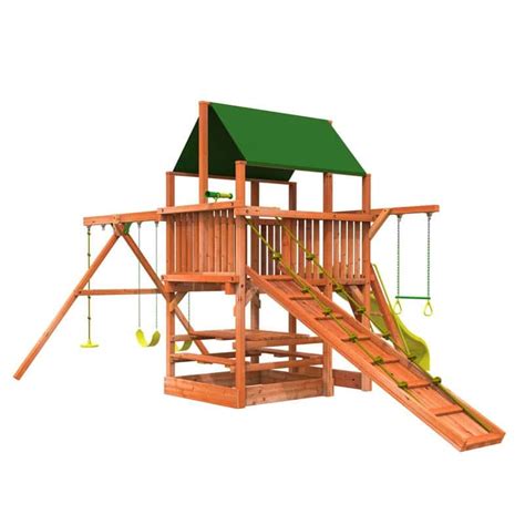 Woodplay Playhouse Xl 5 Combo 2 Cedar Wood Swing Set Playset