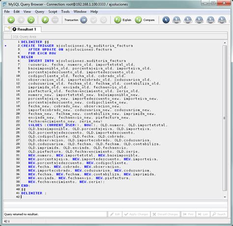 cómo crear trigger en mysql server 5 disparadores para