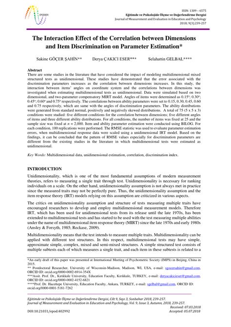 Pdf The Interaction Effect Of The Correlation Between Dimensions And