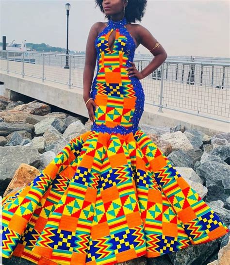 African Kente Prom Dress Mermaid Dress Floor Length Wedding Etsy