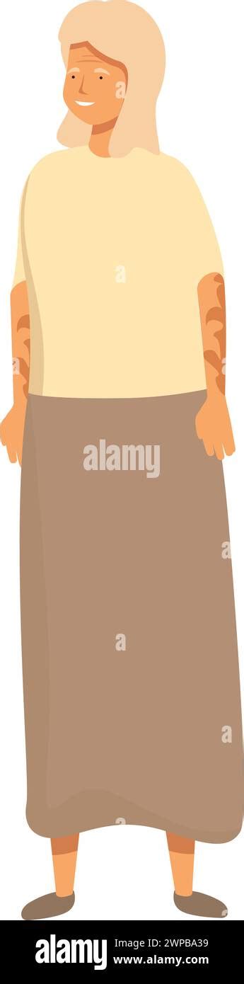 Old Tattoo Grandma Icon Cartoon Vector Healthy Person Happy Smile