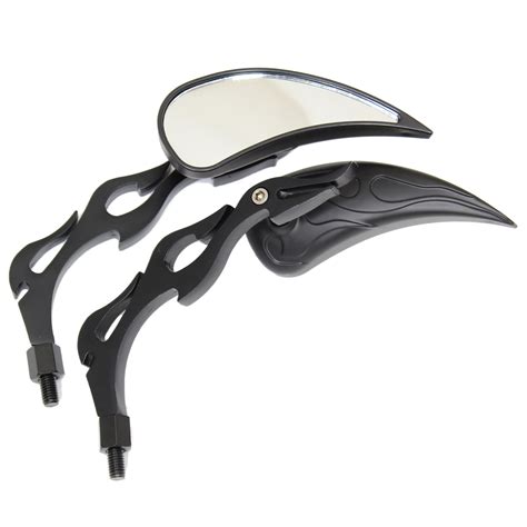 Ryde M10 10mm Black Motorcycle Motorbike Bike Mirrors Custom Flame