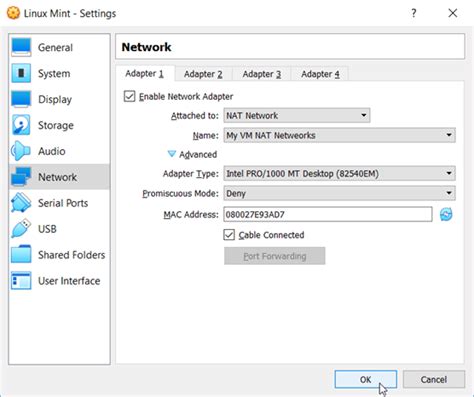 how to configure virtualbox network settings getlabsdone