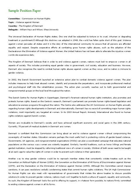 Sample Position Paper