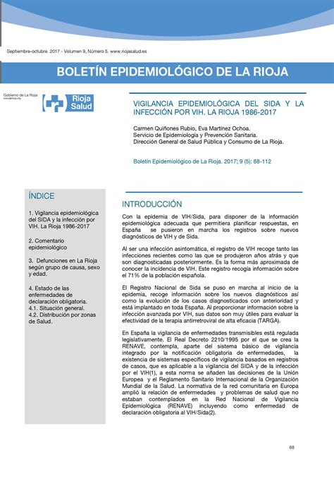 Vigilancia Epidemiológica Del Sida Y La Infección Por Vih La Rioja