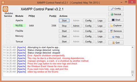 xampp apache Установка и настройка php apache и mysql