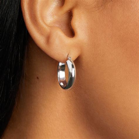 20mm round hoop earrings in sterling silver