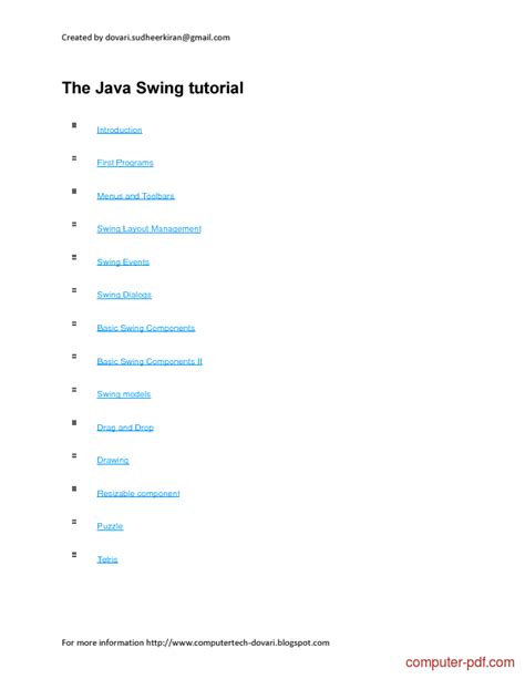 [pdf] the java swing free tutorial for beginners