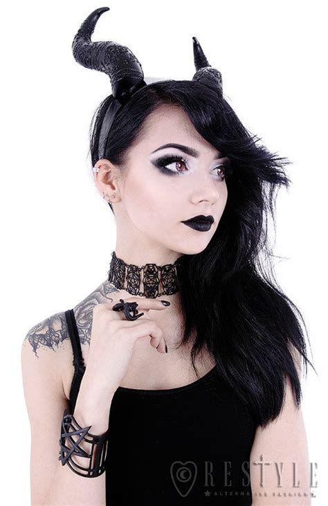 Evil Horns Gothic Headpiece Black Headband Satan Horns