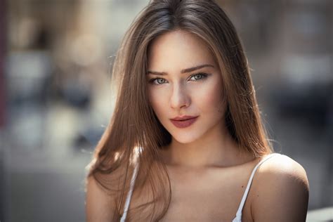 Wallpaper Women Face Blonde Depth Of Field Portrait 2048x1367