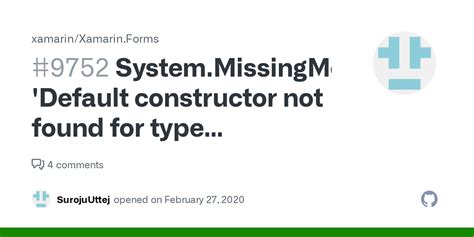 system missingmethodexception default constructor not found for type