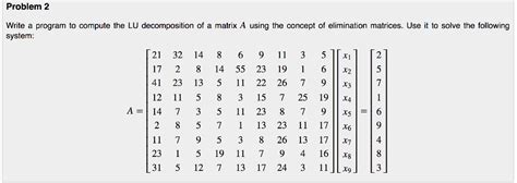 solved problem 2 write a program to compute the lu