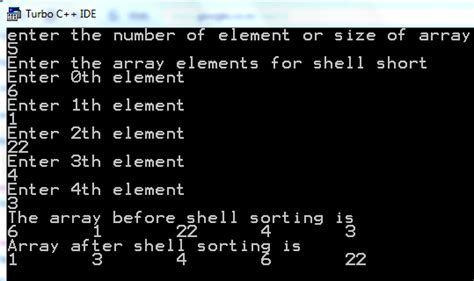 simple implementation or simulation of shell sort